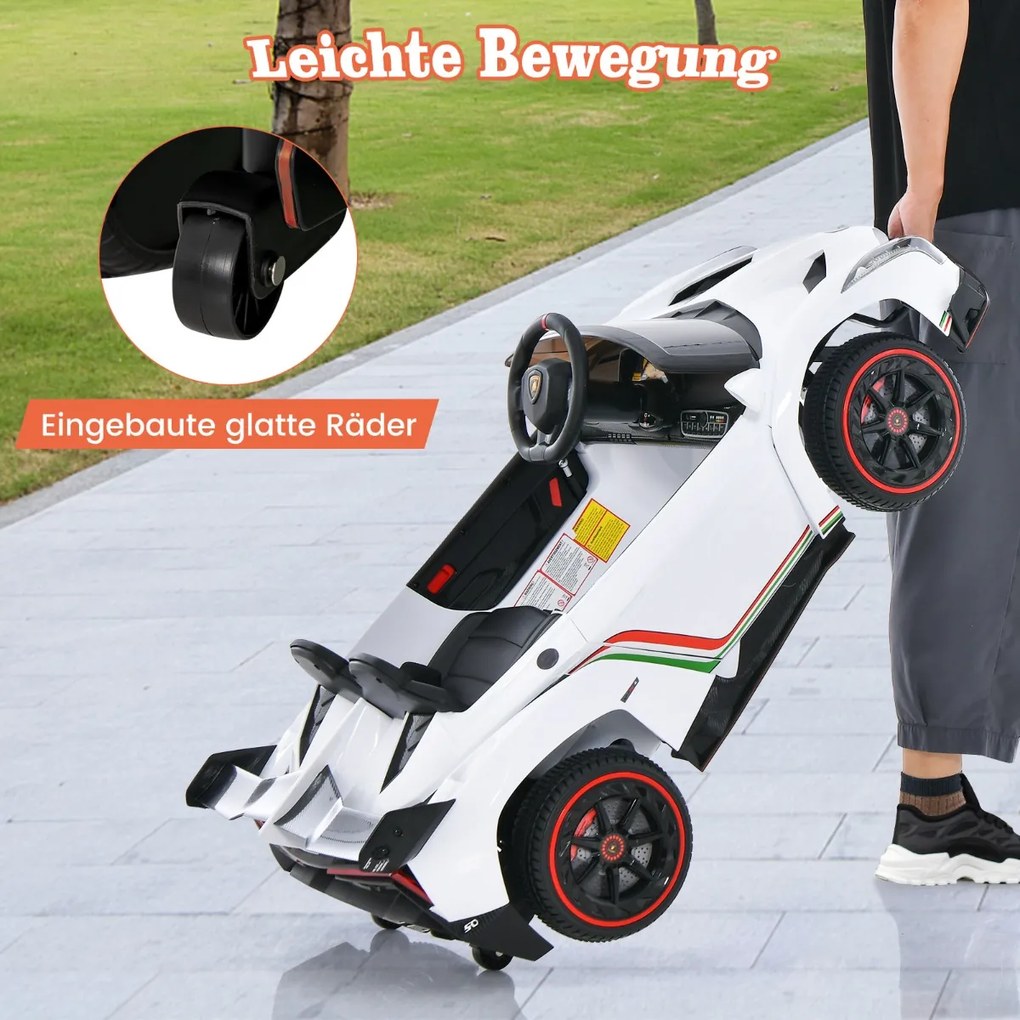 Costway Dětské elektrické auto Lamborghini s dálkovým ovládáním a LED – bílý