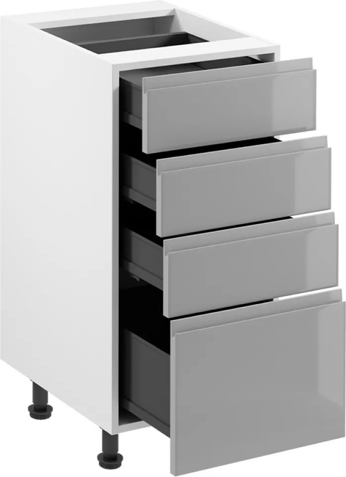 Spodní skříňka, bílá/šedá extra vysoký lesk HG, AURORA D40S4
