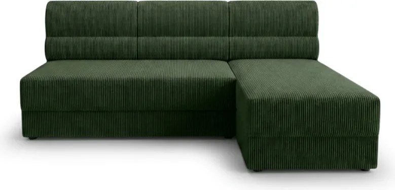 Rozkládací oboustranná sedací souprava do L TAVERO SLIM 201x140 cm, tmavě zelená