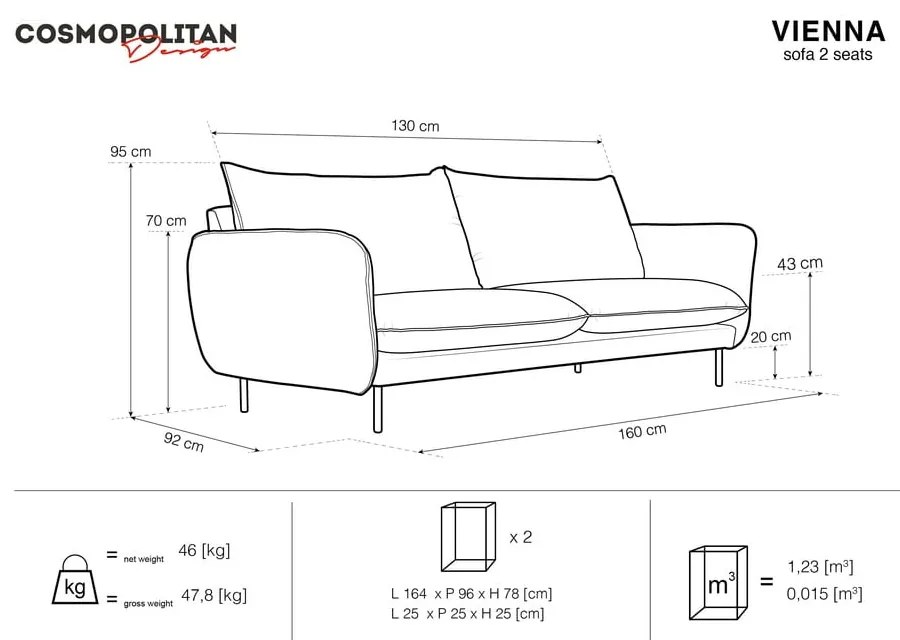 Béžová pohovka Cosmopolitan Design Vienna, 160 cm