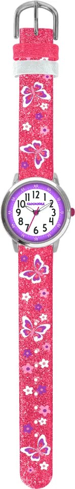 Svítící motýlí růžové dívčí hodinky CLOCKODILE BUTTERFLIES se třpytkami CWG5042