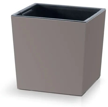 PROSPERPLAST Květináč - URBI SQUARE LOW Rozměr: 29,5x29,5 cm, Barva: mocca