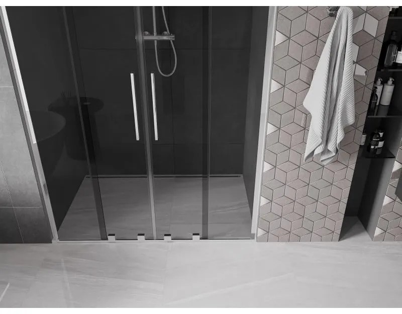 Mexen Velar L Duo, posuvné sprchové dveře do otvoru 160 cm, 8mm šedé sklo, chromová, 871-160-003-42-01
