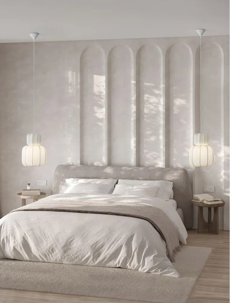 Matně bílé látkové závěsné svítidlo ø 28 cm Delina – Nova Luce