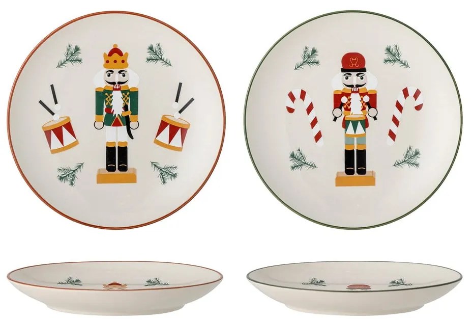 Dezertní talíře v sadě 2 ks s vánočním motivem z kameniny ø 16 cm Jolly – Bloomingville