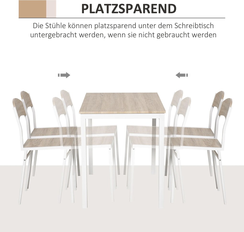 Jídelní set HOMCOM 5dílný jídelní set s dřevěnou strukturou MDF a kovem v šedé a bílé barvě, 1 stůl a 4 židle do moderní jídelny | Aosom.de