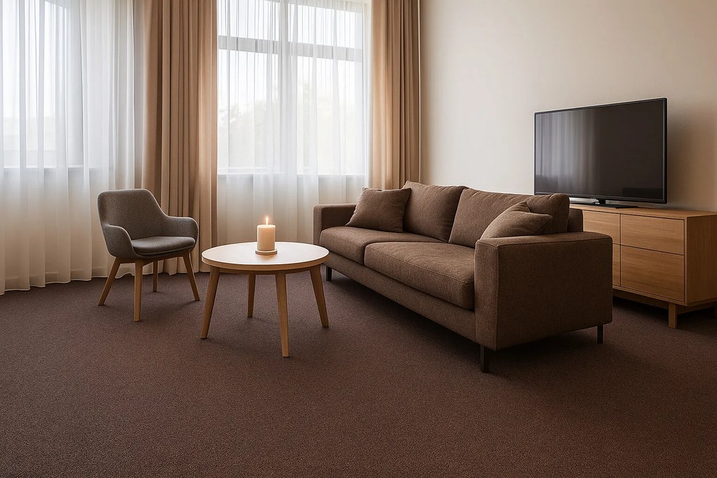 Tapibel, Metrážový koberec Cobalt SDN 64032 - AB tmavě hnědý, zátěžový, na míru, šíře 4m, hnědá, ab (mřížka), chodba / předsíň