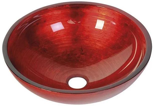 Sapho Murano Rosso Impero AL5318-63 skleněné umyvadlo kulaté 40 x 14 cm červené