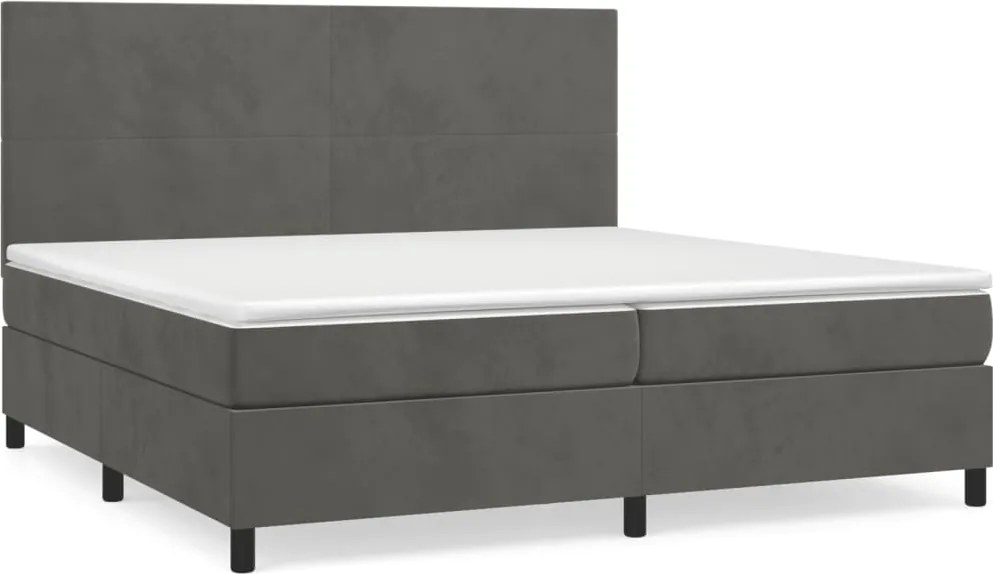 Box spring postel s matrací tmavě šedá 200x200 cm samet 3142924