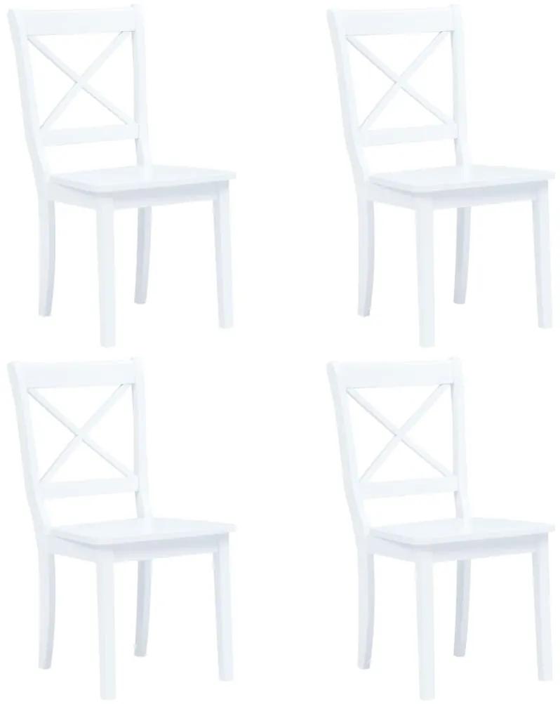 247357 vidaXL Jídelní židle 4 ks bílé masivní kaučukovník