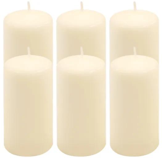 Sada sloupových svíček, 11,5 cm, Ø 6 cm, krémové, 6 ks