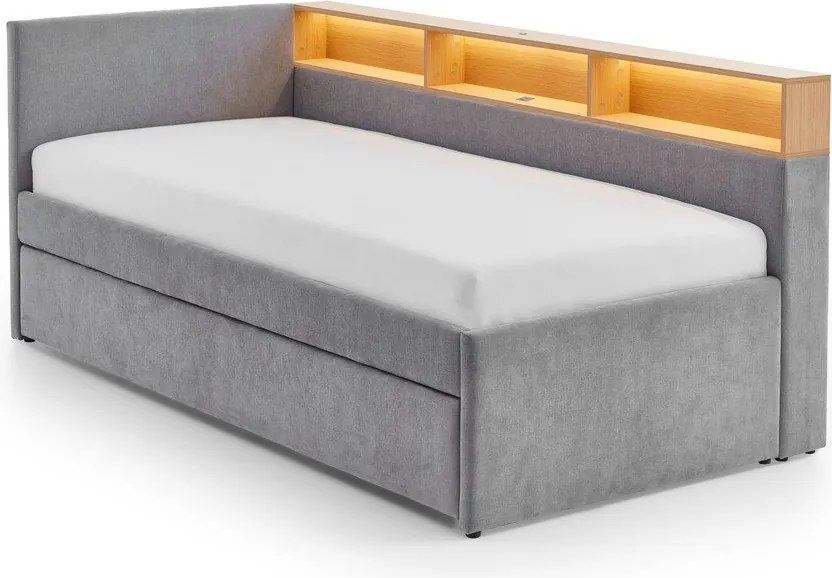 Šedá rohová dětská postel s úložným prostorem bez roštu 90x200 cm Uno – Meise Möbel
