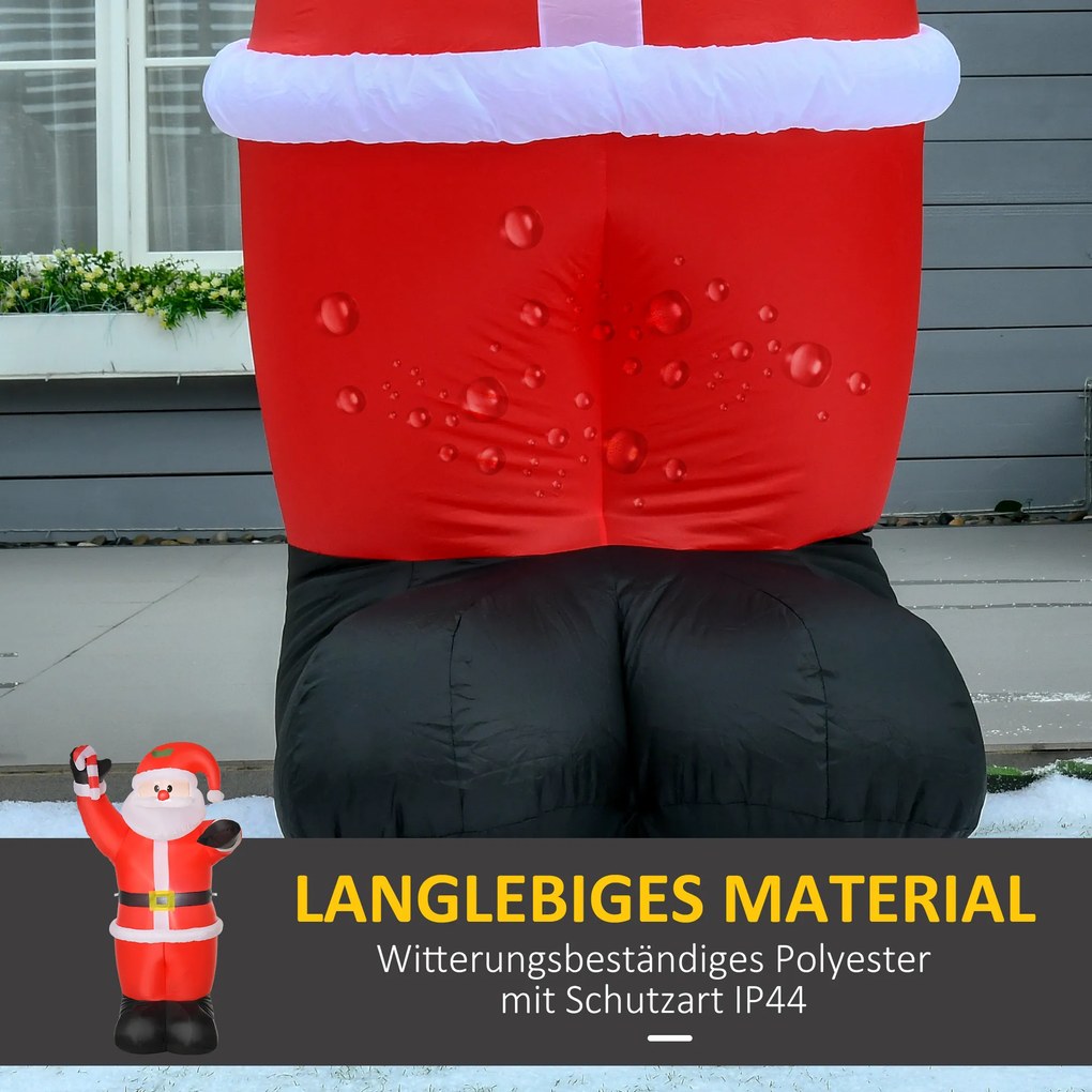 HOMCOM Nafukovatelná vánoční dekorace, 2,4 m Santa Claus s LED osvětlením, lízátko