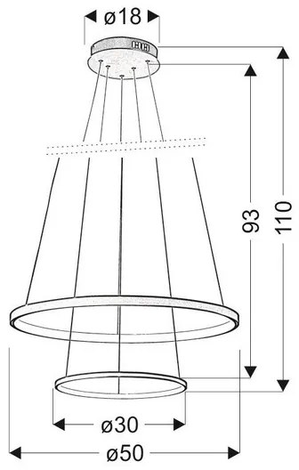Zlaté závěsné LED svítidlo Lune kulaté 50cm 40W  - Candellux