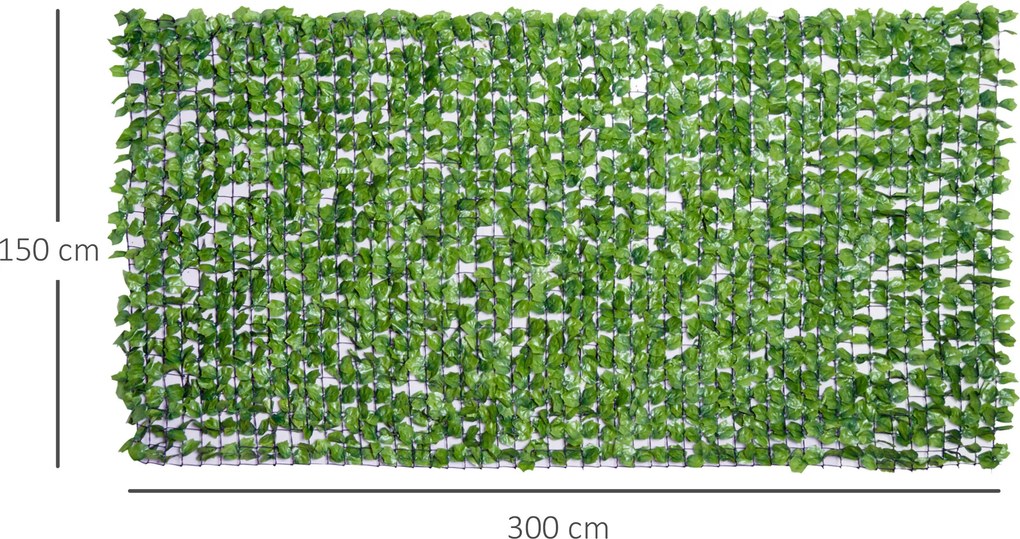 Outsunny Umělý živý plot Soukromí Živý plot Terasa Nástěnná dekorace Nástěnná dekorace Světle zelená 300 x 150 cm | Aosom
