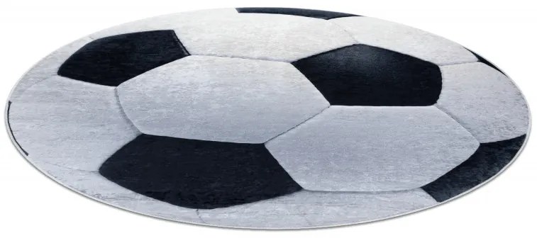 Dywany Łuszczów, Dětský kusový koberec Bambino 2139 Football, 100x100 (průměr) kruh, černobílá, dětský pokoj