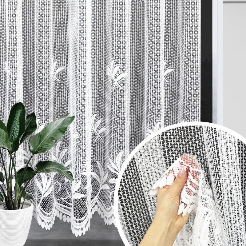 Hruba žakárová záclona bílá metráž Ervi 20254