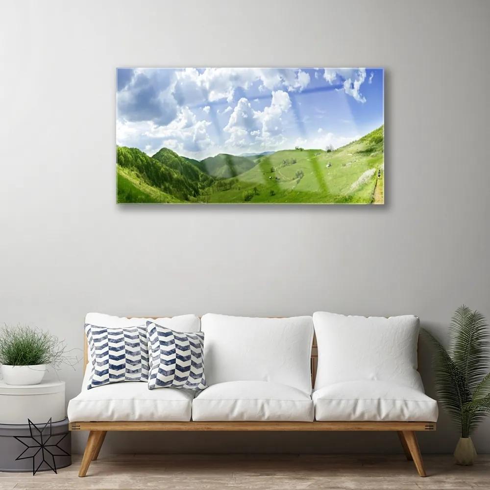 akrylový obraz Hora Louka Příroda 100x50 cm