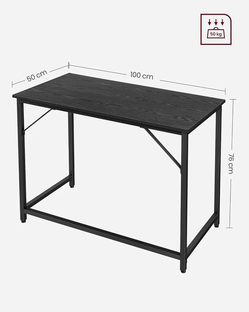 VASAGLE Psací stůl černý 100 x 50 x 76 cm