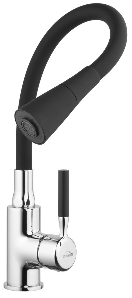 Invena Pogo, vysoká dřezová baterie 2-funkční, černá-chrom, INV-BZ-80-L04-L