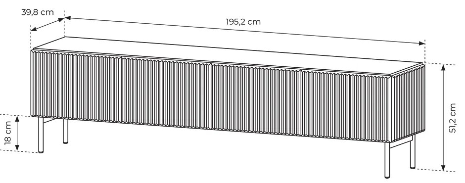 MUTI c | TV stolek RTV 195 | 195,2 cm | černá
