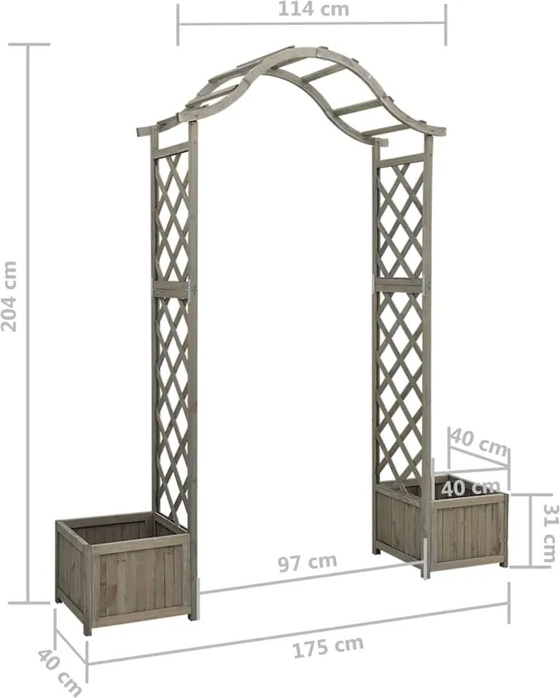 Zahradní pergola s truhlíky šedá masivní jedle 316392