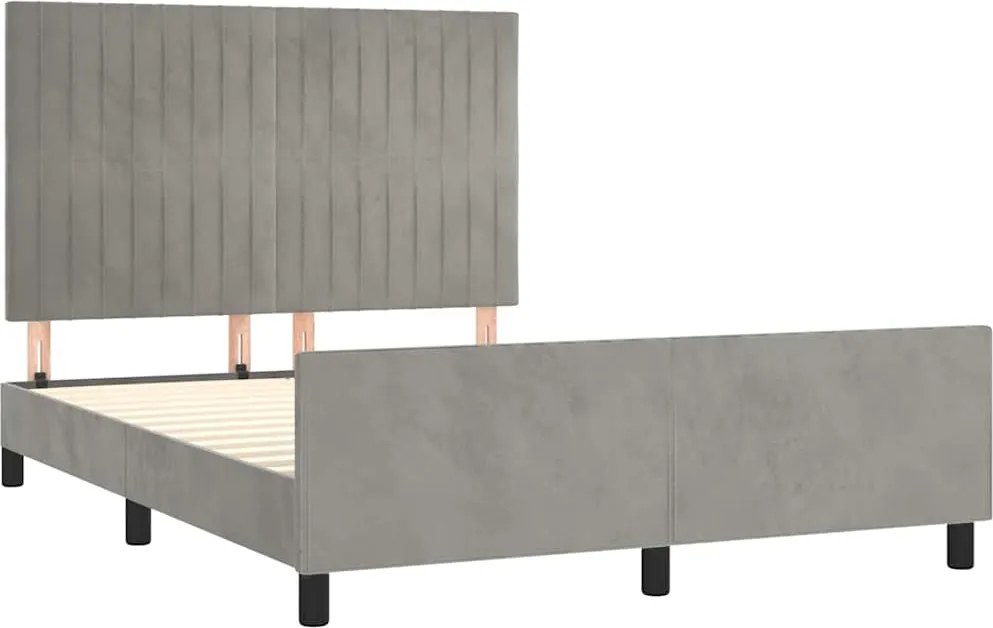 Rám postele bez matrace světle šedý 140 x 200 cm samet 3125879