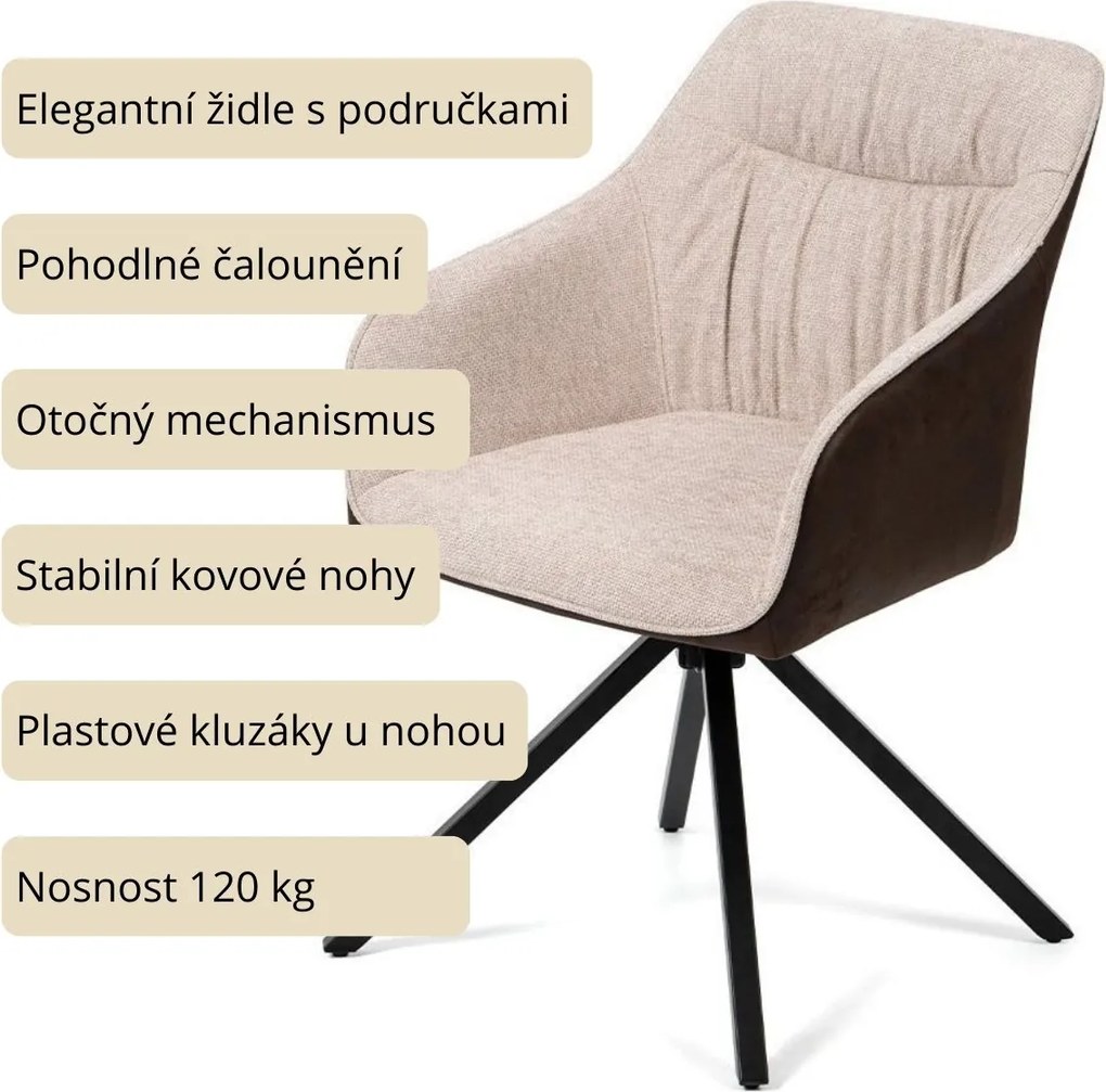 Vikio Jídelní set pro 4 osoby 180x90 cm černý, krémová látka VJS208-4K
