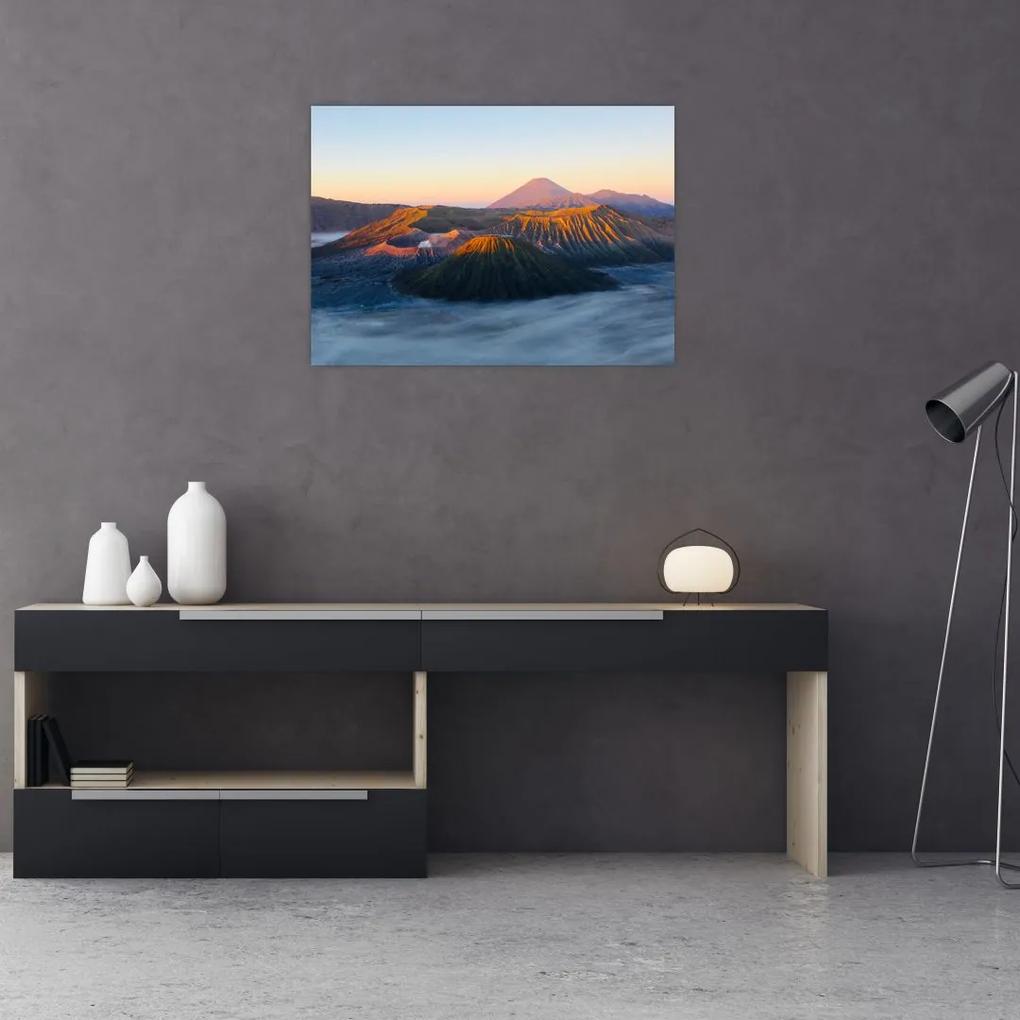 Skleněný obraz hory Bromo v Indonésii (70x50 cm)