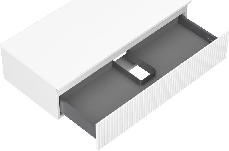 Mexen Rivel, koupelnová skříňka 100 cm s horní částí, 1 zásuvka, drážkovaná, bílá matná, 91A20-10023-1-BFC01