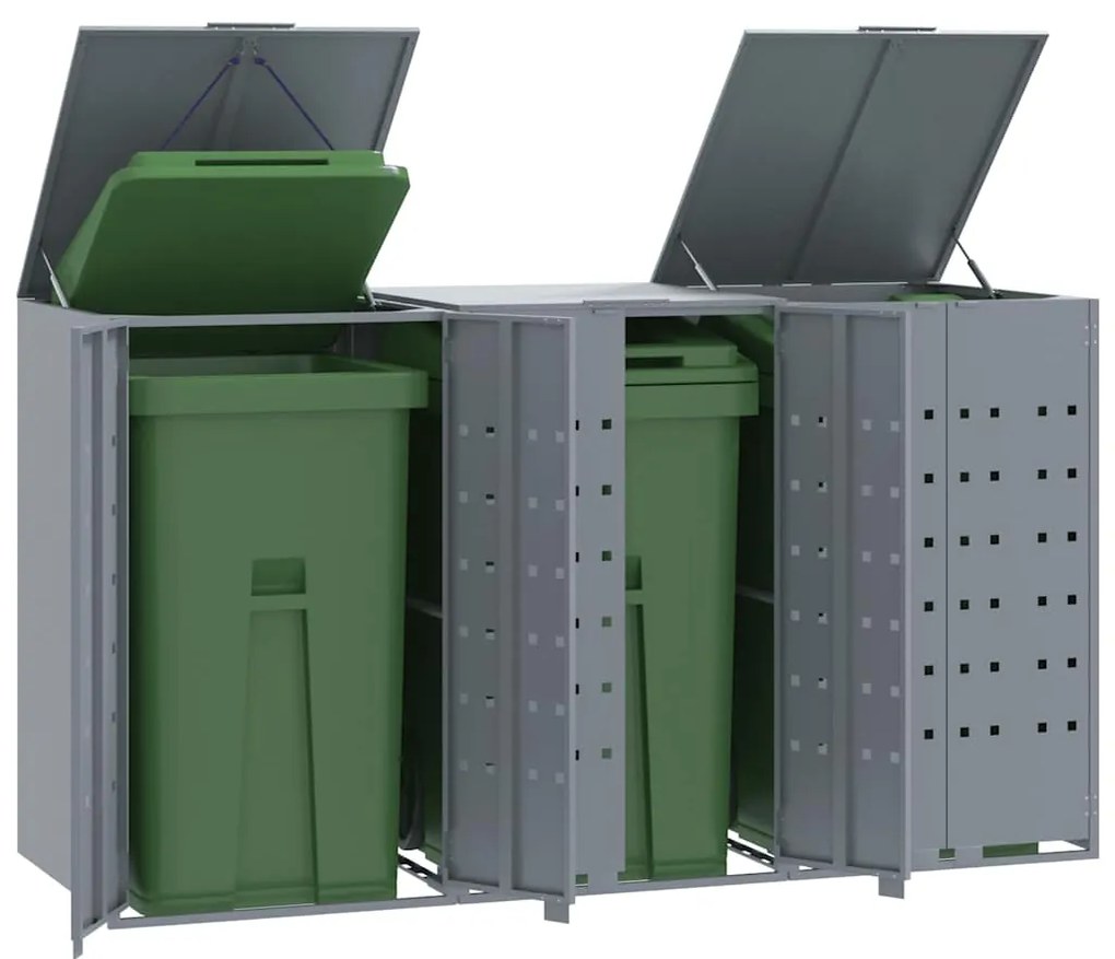 Box na 3 popelnice šedý 207 x 79 x 117 cm ocel 3279988