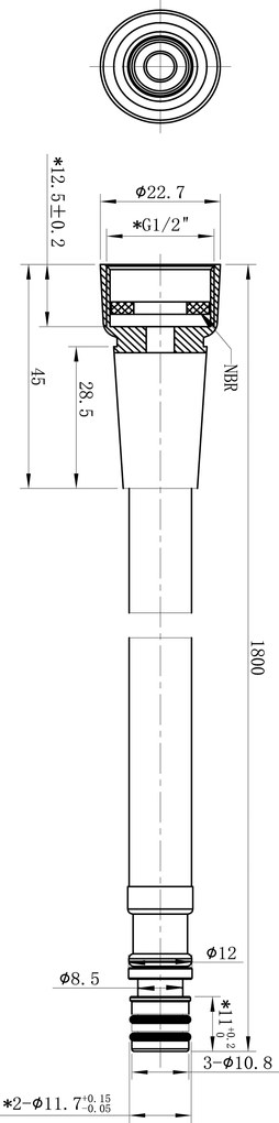 Sapho, Hadice pro výsuvnou sprchu, 185cm, FR584