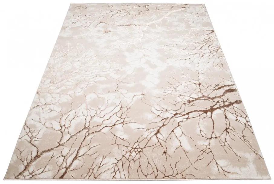 Jednoduchý moderní koberec béžový s hnědým motivem Šířka: 120 cm | Délka: 170 cm