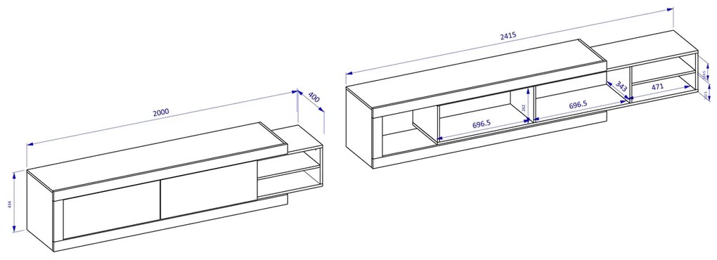Moderní obývací stěna Cirila Dub Samdal/Bílý lesk