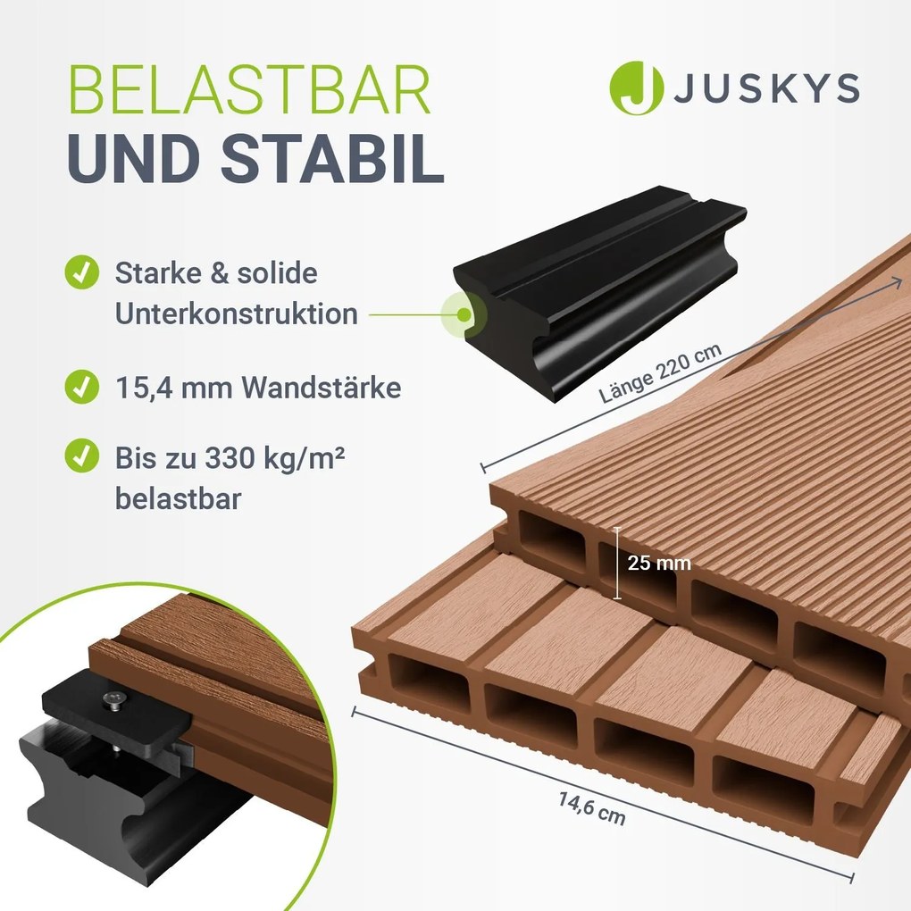 Juskys WPC terasová prkna, teakový dekor Velikost sady: 2 m²
