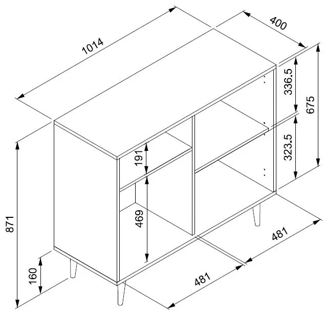 Skříňka 2-dveřová Bali, dub sonoma/výplet