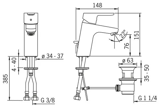 Hansa Umyvadlová stojánková páková baterie XL HANSAPRIMO S výpustí 49562203