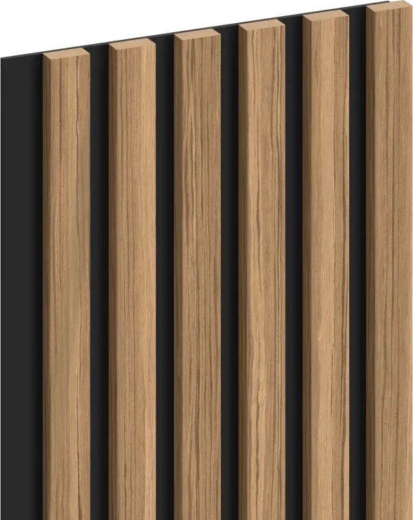 Mexen Lam-B, akustické stěnové lamely 275 × 30 cm, HDF deska 4 mm, technická dýha, ořech světlý, S100-275307-3015-017