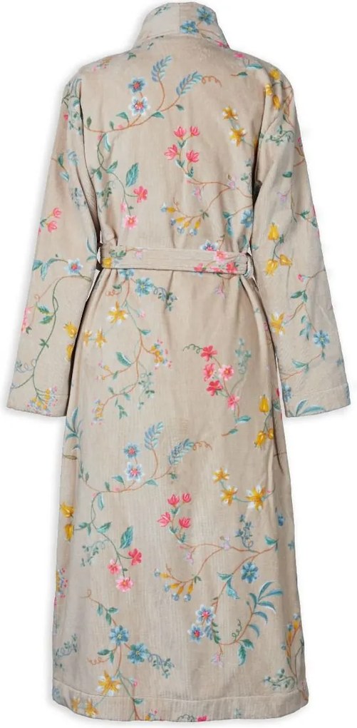 Pip Studio Les Fleurs bavlněný froté župan, khaki (Dámský župan z bavlněného froté středně dlouhý)
