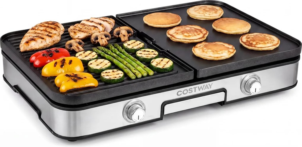 Costway 3-in-1 Elektrický stolní gril 2000 W elektrický gril s 2 Oddělené zóny