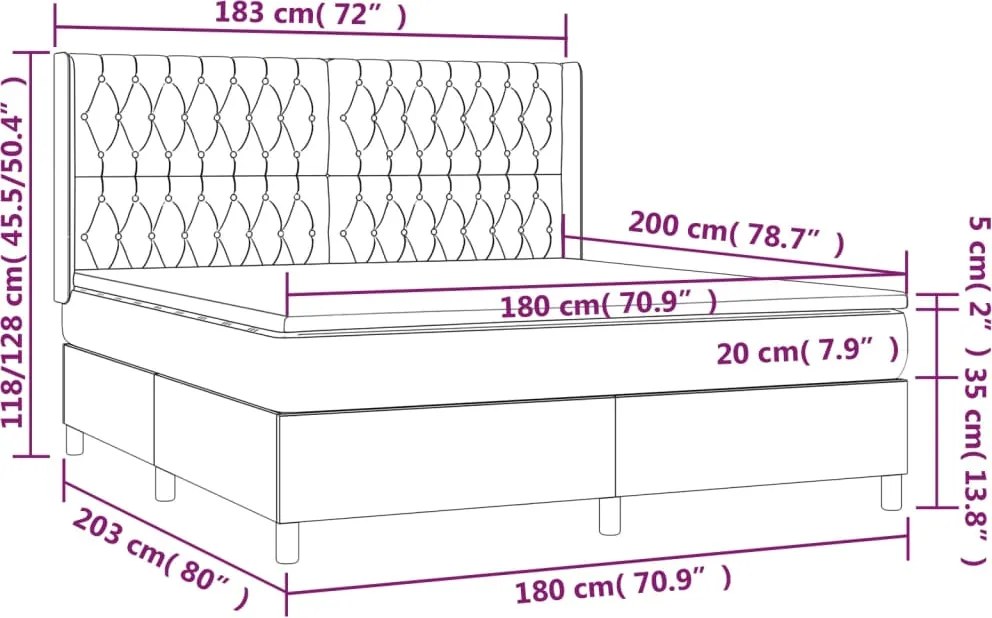 Box spring postel s matrací světle šedá 180x200 cm samet 3132873