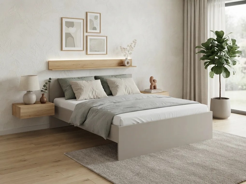 Postel ELISA 160 x 200 cm, kašmírově béžová Rošt: Bez roštu, Matrace: Matrace Coco Maxi 20 cm