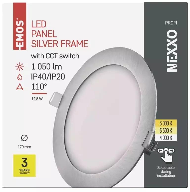Emos lighting LED zápustný panel NEXXO ø17cm, 12,5W, CCT, černý/stříbrný Barva: Černá
