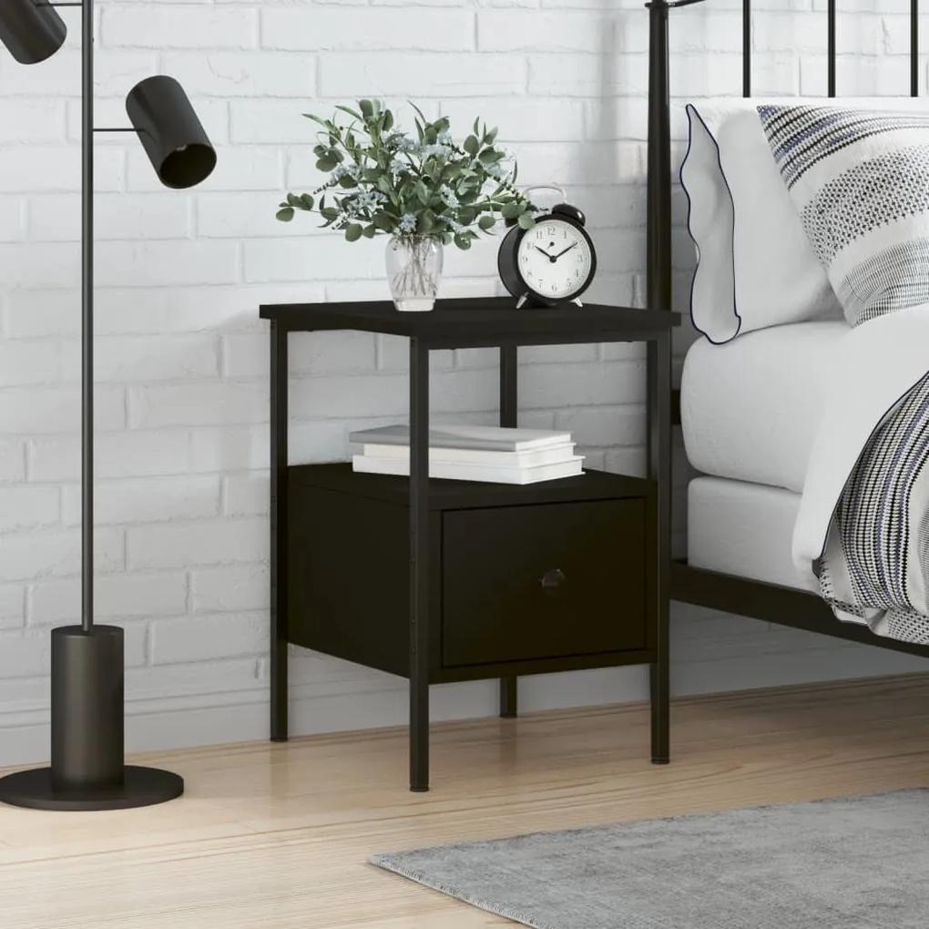 Noční stolek černý 34 x 36 x 50 cm kompozitní dřevo - Default Title