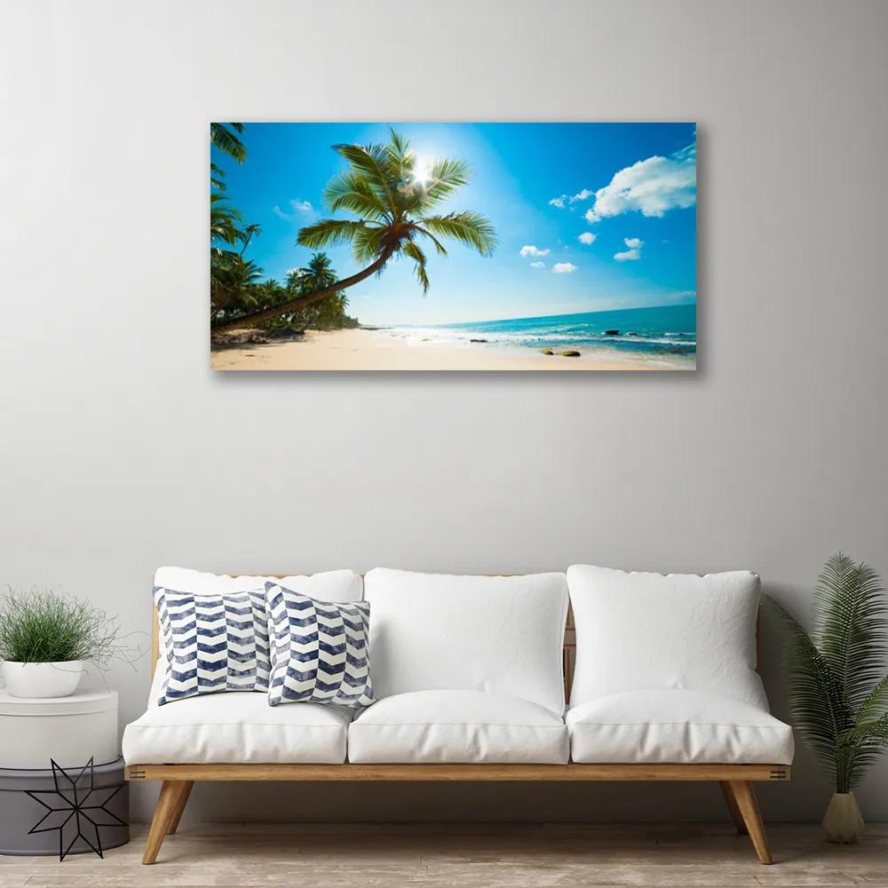 Obraz na plátně Palma Strom Pláž Krajina 100x50 cm