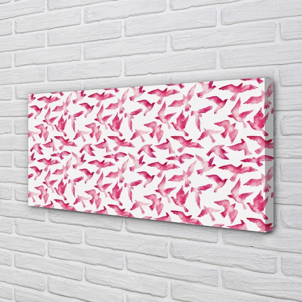 Obrazy na plátně růžové ptáci 120x60 cm