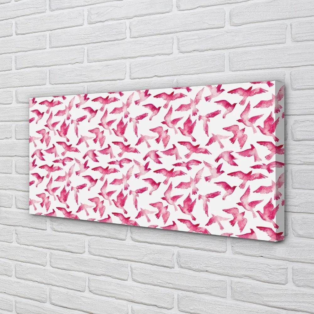 Obrazy na plátně růžové ptáci 140x70 cm