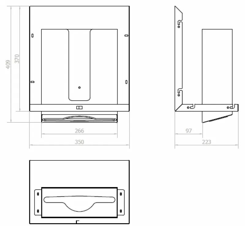 NOFER ESSENTIA zrcadlová skříňka 1200 mm se dvěma automatickými dávkovači mýdla a se dvěma zásobníky na papírové ručníky MUM000127
