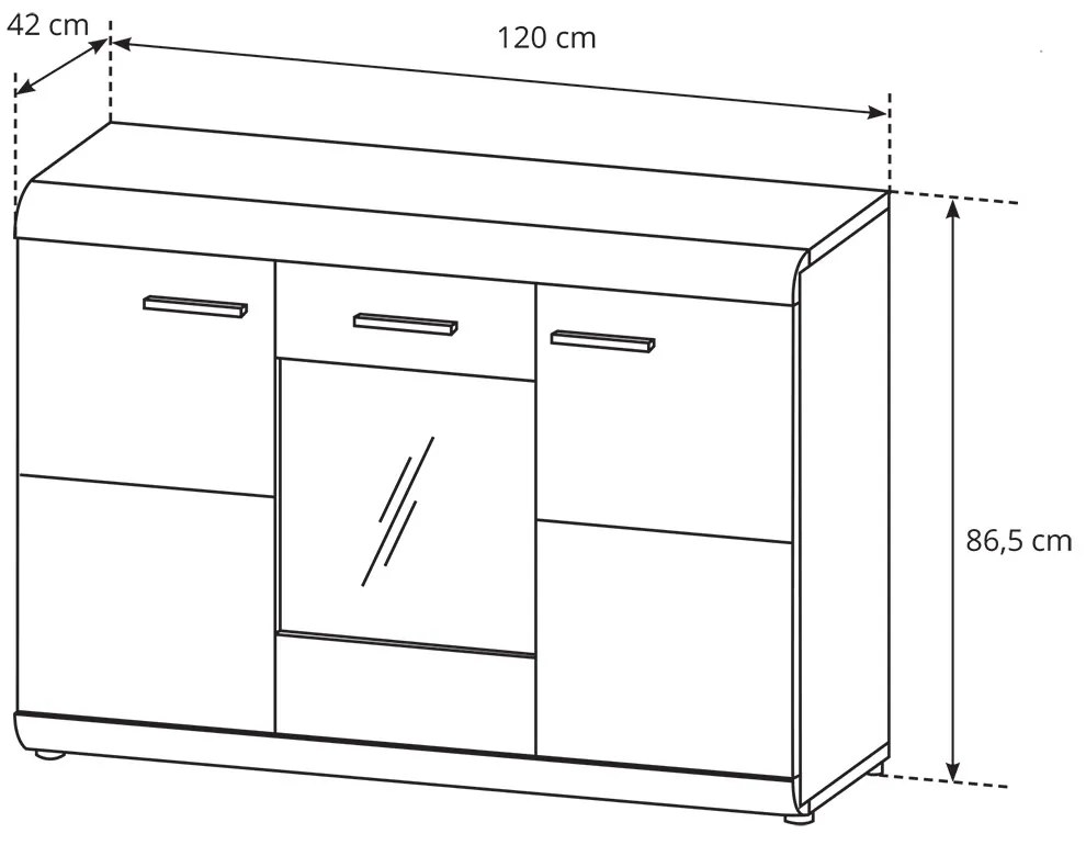 Obývací stěna LINK s | 3 díly | sestava E | 338 cm | sonoma