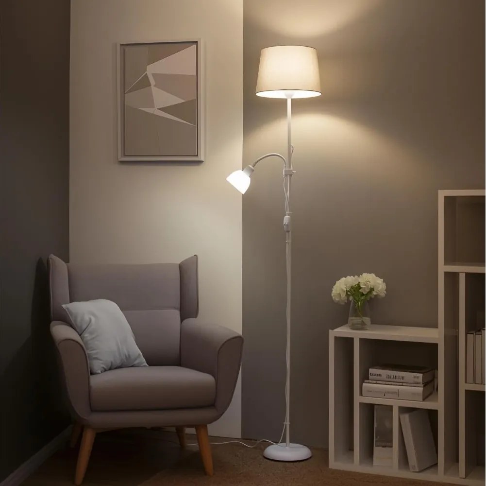 BRILAGI - Stojací lampa CERIA 1xE27/100W/230V + 1xE14/25W bílá/šedá